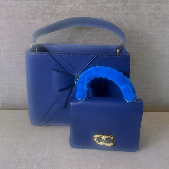 Chris Kalla | Bags | Chris Kalla Two Piece Royal Blue Bow Handbag ...